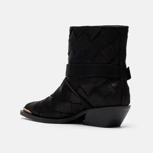 MARC NOLAN Cassidy Woven Harness Ankle Boot - Black Woven
