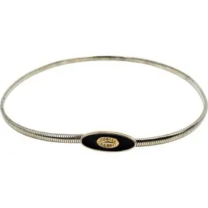 MADISON BEVERLY HILLS Vintage 1980s Tone Snake Chain Stretch Skinny Belt - Silver
