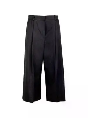 EMME Pleated Wide-leg Cropped Trousers