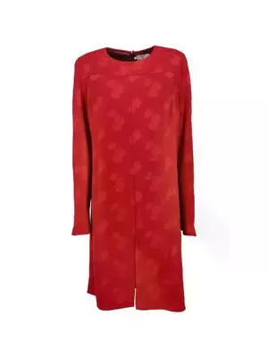 Valentino Garavani Floral-jacquard Long-sleeve Mini Dress - Red