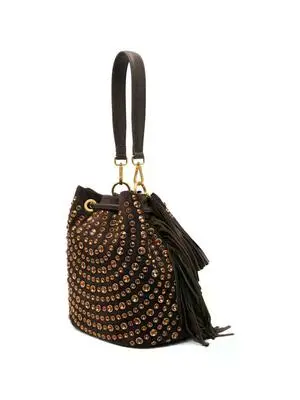 LA CARRIE Andromeda Studded Fringed Bucket Bag