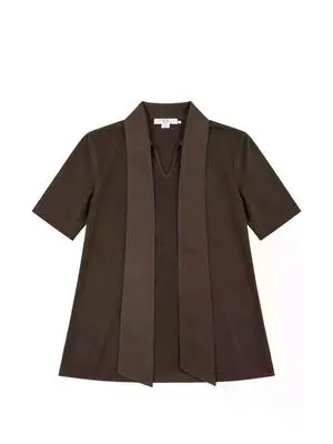 Seventy Scarf-detail V-neck Blouse - Brown