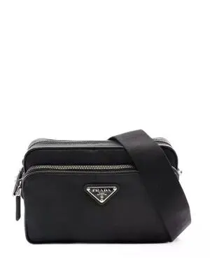 Prada Re-nylon Saffiano Leather Shoulder Bag - Black
