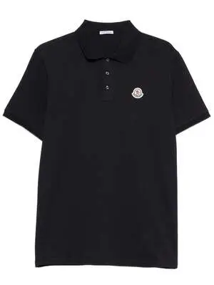 Moncler Moncler Men Polo In Cotone Piqué Con Patch Logato Multicolor