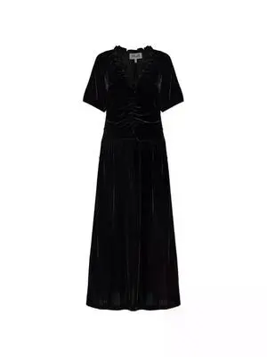 Baum Und Pferdgarten Abelline Ruffled Velvet Maxi Dress - Black