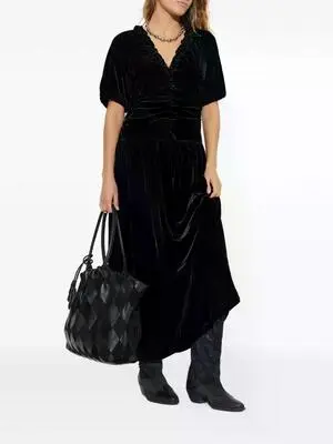 Baum Und Pferdgarten Abelline Ruffled Velvet Maxi Dress - Black