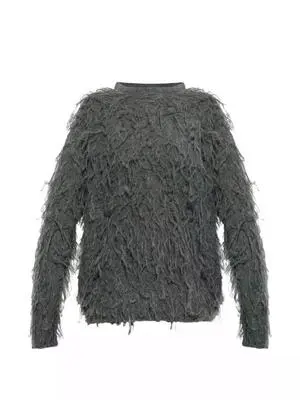 Fabiana Filippi Ostrich Feather-trim Sweater - Grey