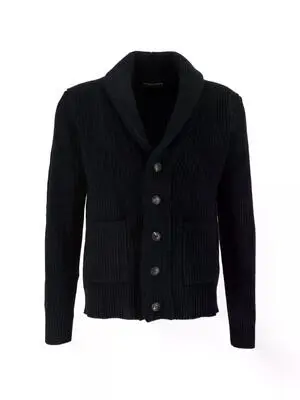 FILIPPO DE LAURENTIIS Shawl-collar Ribbed-knit Cardigan - Blue