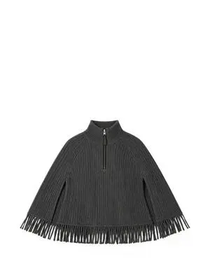 Simkhai Danni Fringe-trimmed Cape Sweater - Grey