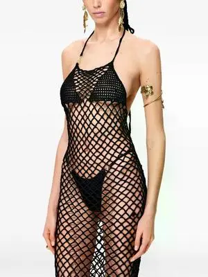 KOROBEYNIKOV Crocheted Mesh-knit Maxi Dress