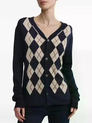 DL1961 Argyle V-neck Cardigan - Blue