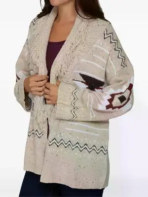 Autumn Cashmere Fringed Shawl-collar Jacket