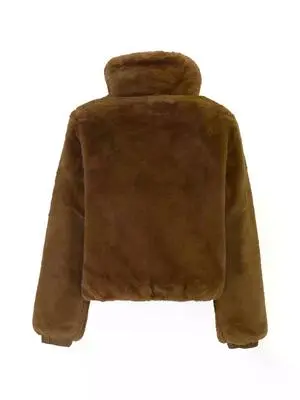 SAVE THE DUCK Faux-fur Funnel-neck Cropped Jacket