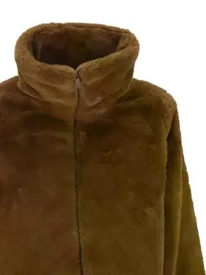 SAVE THE DUCK Faux-fur Funnel-neck Cropped Jacket