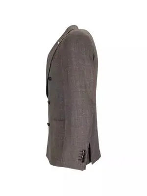 LUIGI BIANCHI Herringbone Double-breasted Blazer - Brown