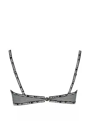 Karl Lagerfeld Striped Logo-strap Bikini Top
