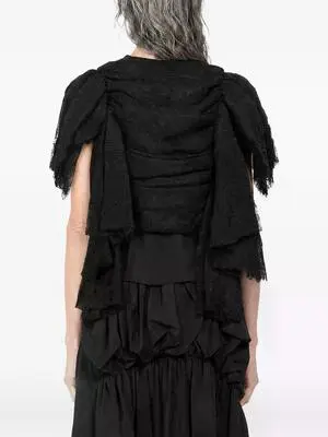 Comme Des Garçons Ruffled Lace-overlay Top