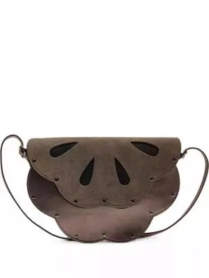 Malìparmi Flower-cutout Studded Bovine Leather Cross Body Bag - Brown