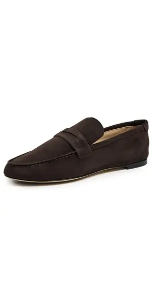JAMIE HALLER Suede Penny Loafers - Deep Espresso