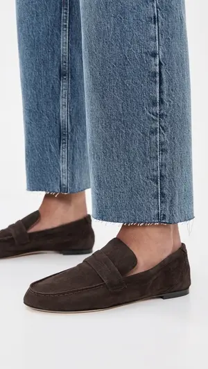JAMIE HALLER Suede Penny Loafers