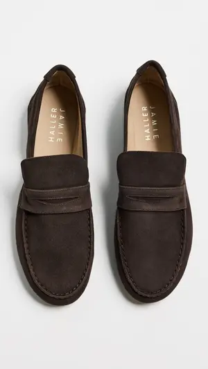 JAMIE HALLER Suede Penny Loafers