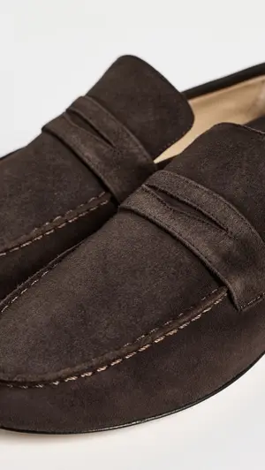 JAMIE HALLER Suede Penny Loafers