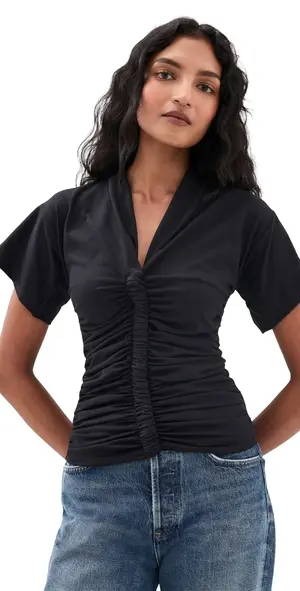 THE LINE BY K Penelope Twist Detail T-shirt - Black