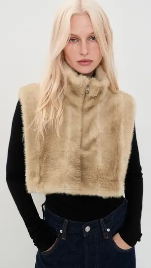 Apparis Jamie Shaved Faux Mink Dickey - Latte Multi