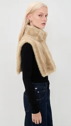 Apparis Jamie Shaved Faux Mink Dickey - Latte Multi