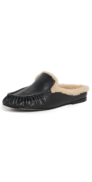 Vince Tevin Shearling Mules - Black