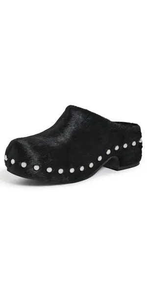 SIMONMILLER Haircalf Studded Rio Clogs - Black/silver