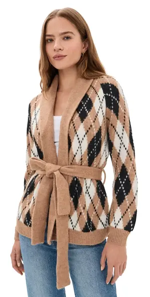 The Great. The Argyle Riding Cardigan - Camel
