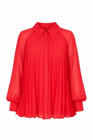 EXQUISE Keyla Long Sleeve Shirt With Buttoned Cuffs - Red