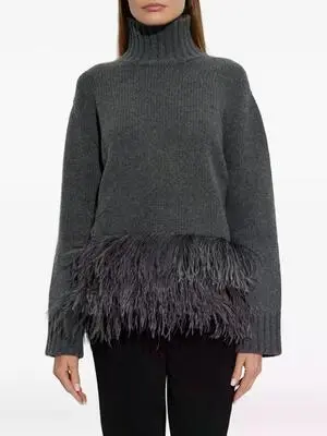Fabiana Filippi Ostrich Feather-trim Turtleneck Sweater