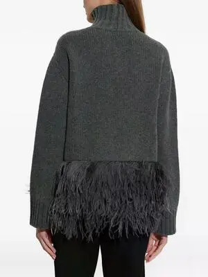 Fabiana Filippi Ostrich Feather-trim Turtleneck Sweater