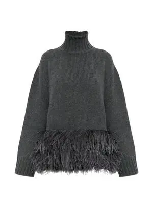 Fabiana Filippi Feather-trim Turtleneck Sweater - Grey