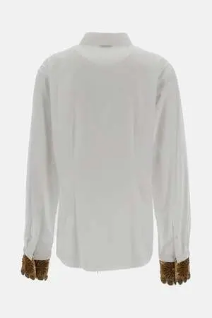 Dries Van Noten Camicia In Popeline Di Cotone Con Ricami