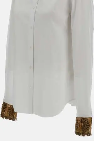 Dries Van Noten Camicia In Popeline Di Cotone Con Ricami