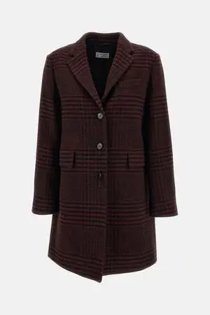 Alberto Biani Cappotto Monopetto In Pura Lana A Quadri - Multicolore