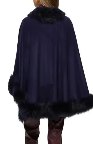 Gorski Cashmere Cape With Genuine Shearling Trim