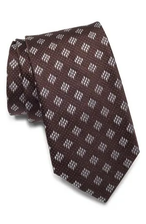 Nordstrom Hayes Geometric Jacquard Silk Tie Chocolate