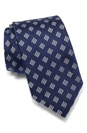 Nordstrom Hayes Geometric Jacquard Silk Tie - Navy