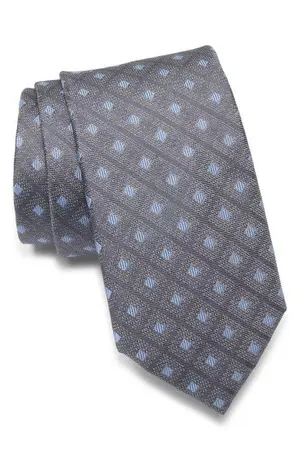 Nordstrom Calabra Neat Geometric Jacquard Silk Tie - Charcoal