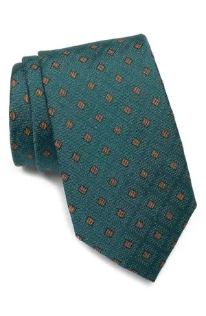 Nordstrom Calabra Neat Geometric Jacquard Silk Tie - Jade