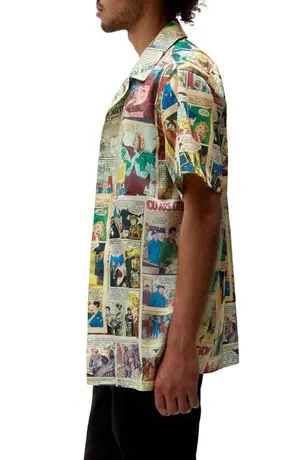 PACSUN Comic Strip Short Sleeve Camp Shirt