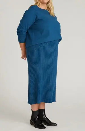 Universal Standard Risa Better Than Wool Sweater Midi Skirt - Deep Teal