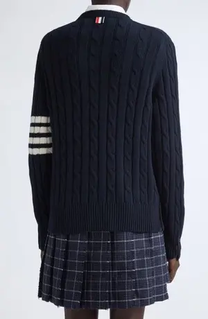 Thom Browne 4-bar Cable Stitch Cashmere Sweater
