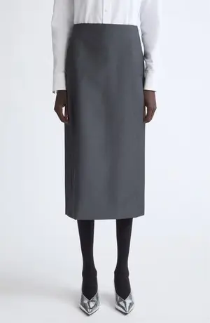 JIL SANDER Straight Wool & Mohair Midi Skirt - Fog