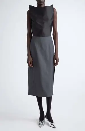 JIL SANDER Straight Wool & Mohair Midi Skirt