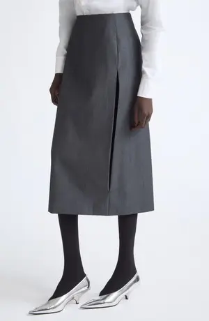 JIL SANDER Straight Wool & Mohair Midi Skirt